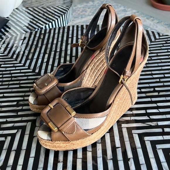 Burberry | Shoes | Burberry Wedge Sandals Sz 7 | Poshmark